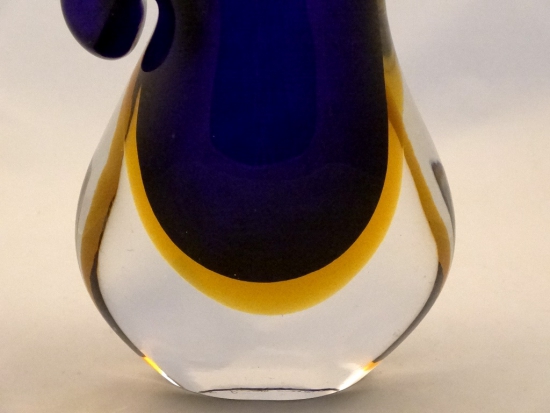 Murano Glass Cobalt Blue and Amber Mandoline Vase - Murano Murano Glass Cobalt Blue and Amber Mandoline Vase - Murano