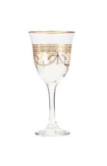 Set of Six Short Stemmed Glasses with 24k Gold Artwork - World Art ...
