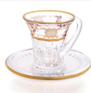 Tea Set with Saucers -14K Gold Design - World Art Glass - Murano Glass ...